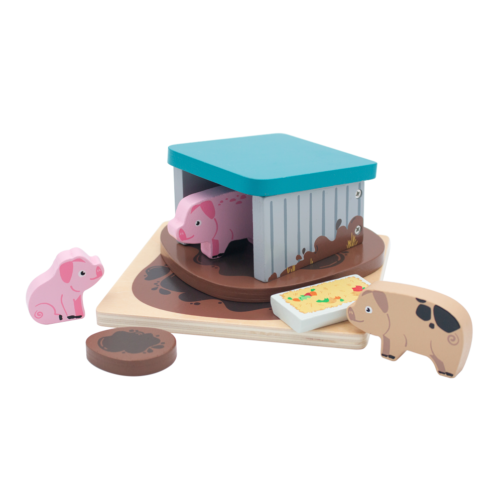 Jumini Wooden Pig Sty Farm Set with Pigs - FSC Certified Toy for Ages ...